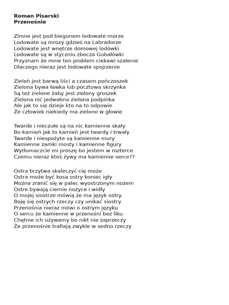 WIERSZ Roman Pisarski | PDF