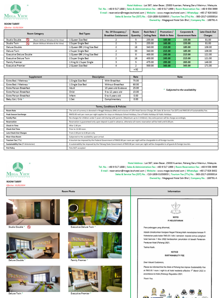 mvh room tariff 2024 | PDF | Economies