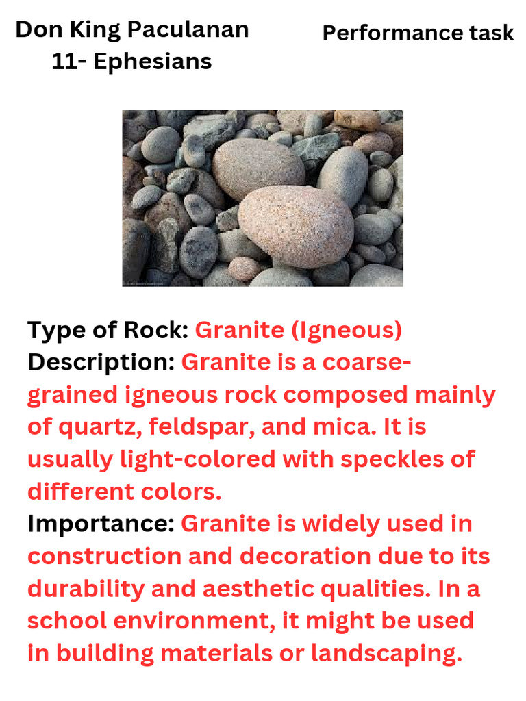 Type of Rock Description Importance | PDF