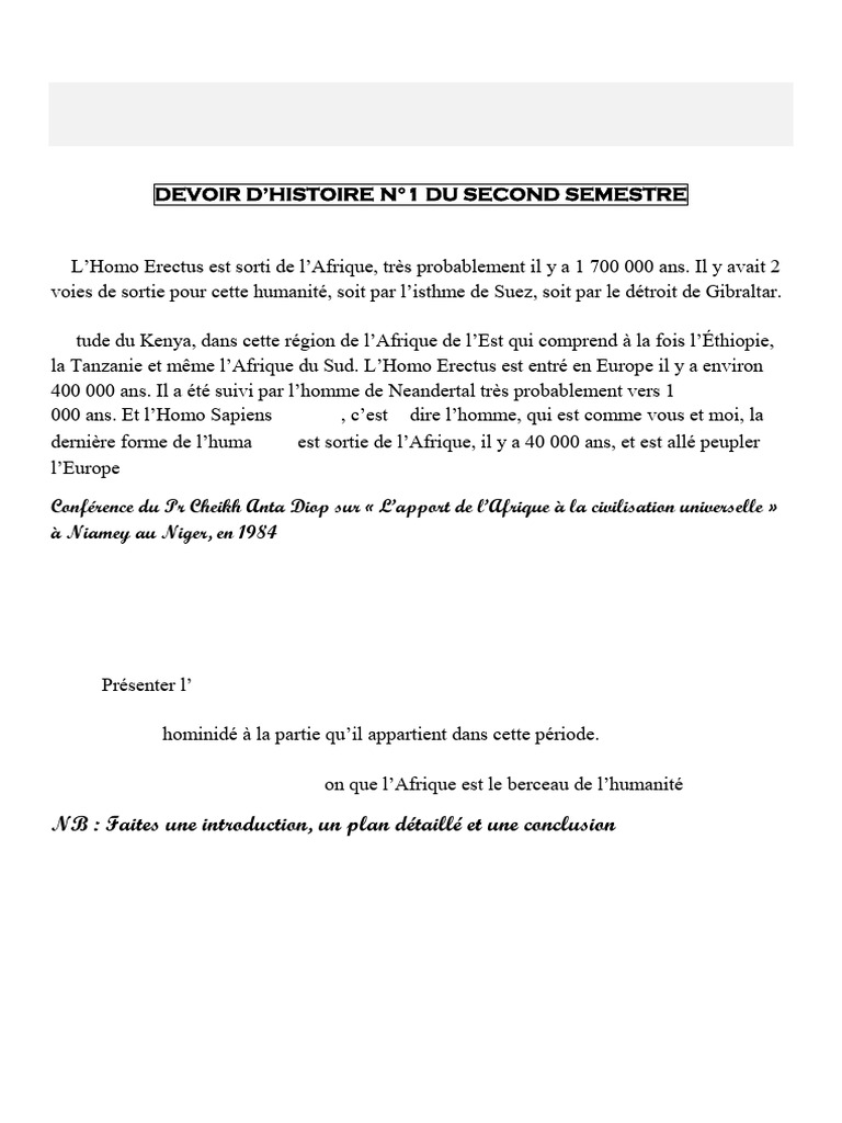 DEVOIR SECOND N°1 Semestre2 | PDF