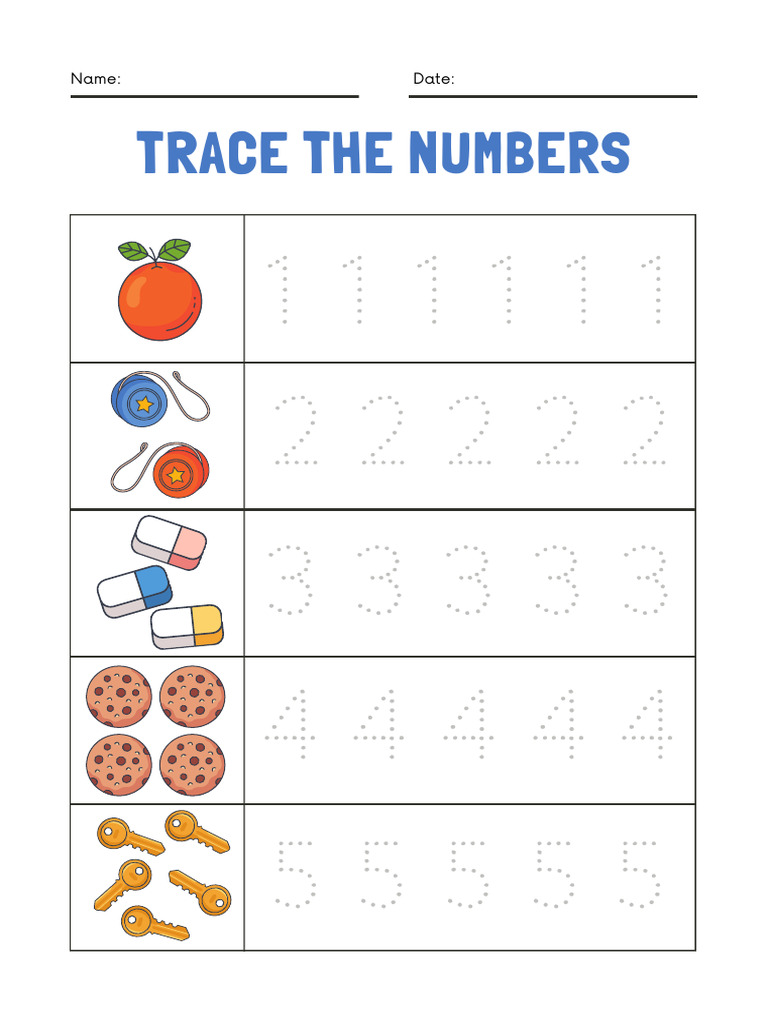 Colorful Tracing Numbers Foundational Worksheet | PDF