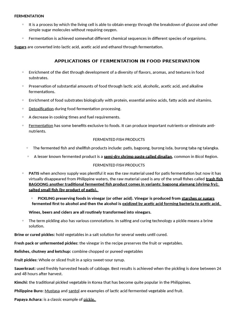FERMENTATION | PDF | Pickling | Fermentation