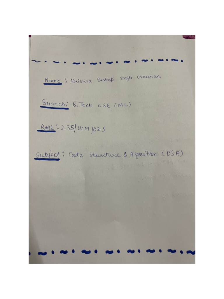 Krishna Chauhan DSA Part 1 Sec a,b&c | PDF