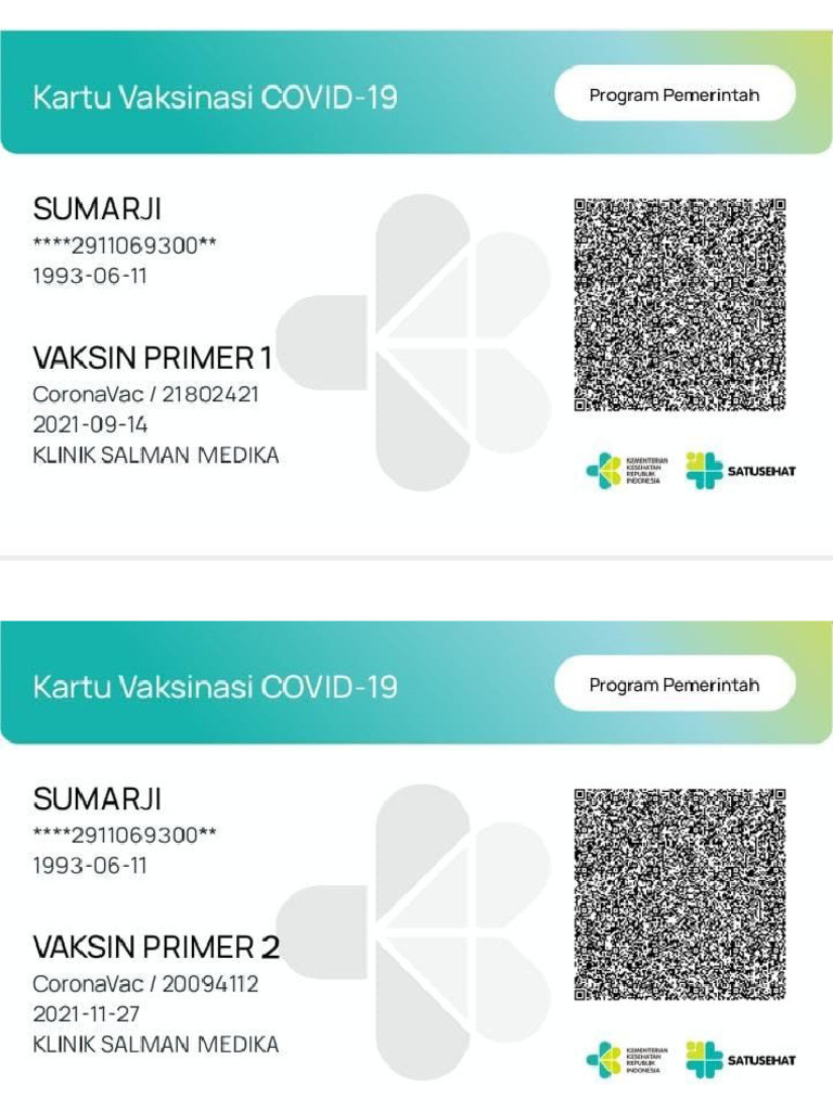 Sertifikat Vaksin Sumarji | PDF