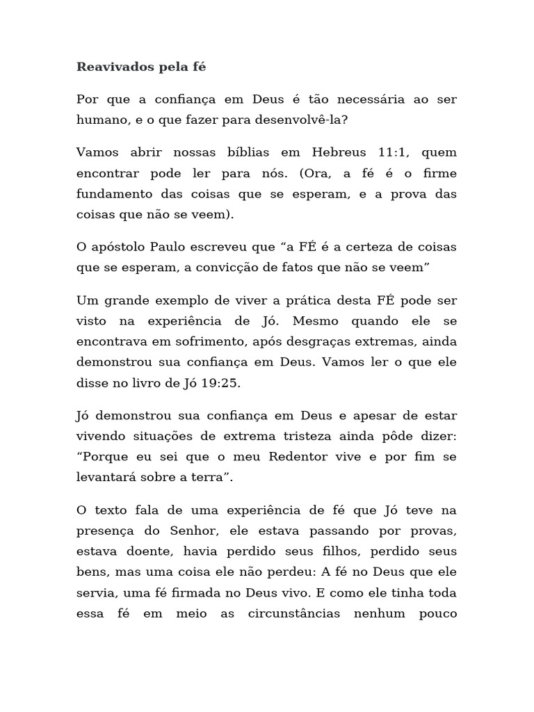 Importância da Fé na Vida Cristã | PDF | Fé | Pecado
