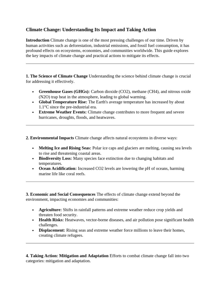 Climate Change - Understanding Its Impact and Taking Action | PDF ...