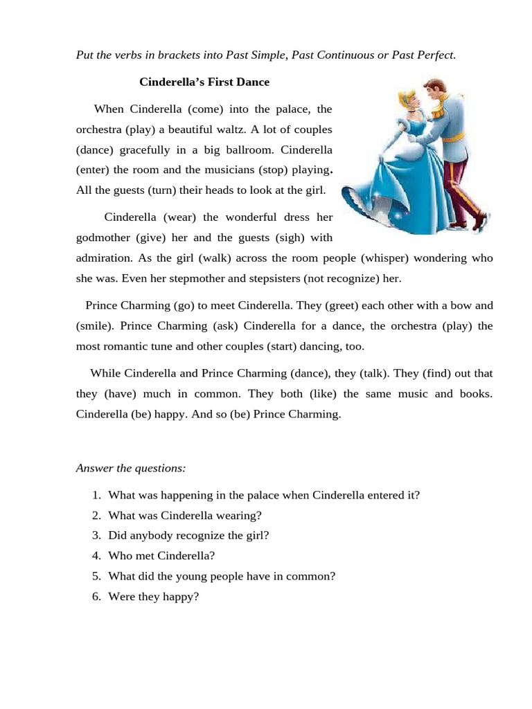 Past Tense Exercises: Cinderella's Dance | PDF