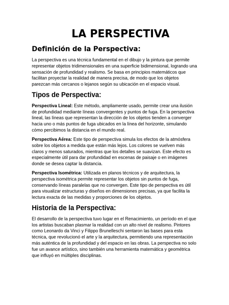 La Perspectiva | PDF | Perspectiva (Gráfica) | Dibujo