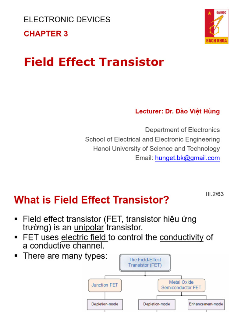 Chp 3 - Field Effect Transistor | PDF | Field Effect Transistor | Transistor