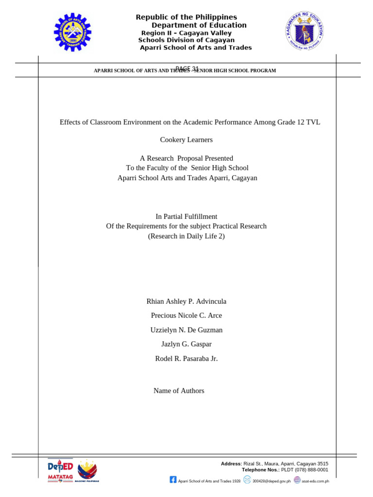 PR2 Effects of Classroom Environment To The Academic Performance Among Grade 12 | PDF ...