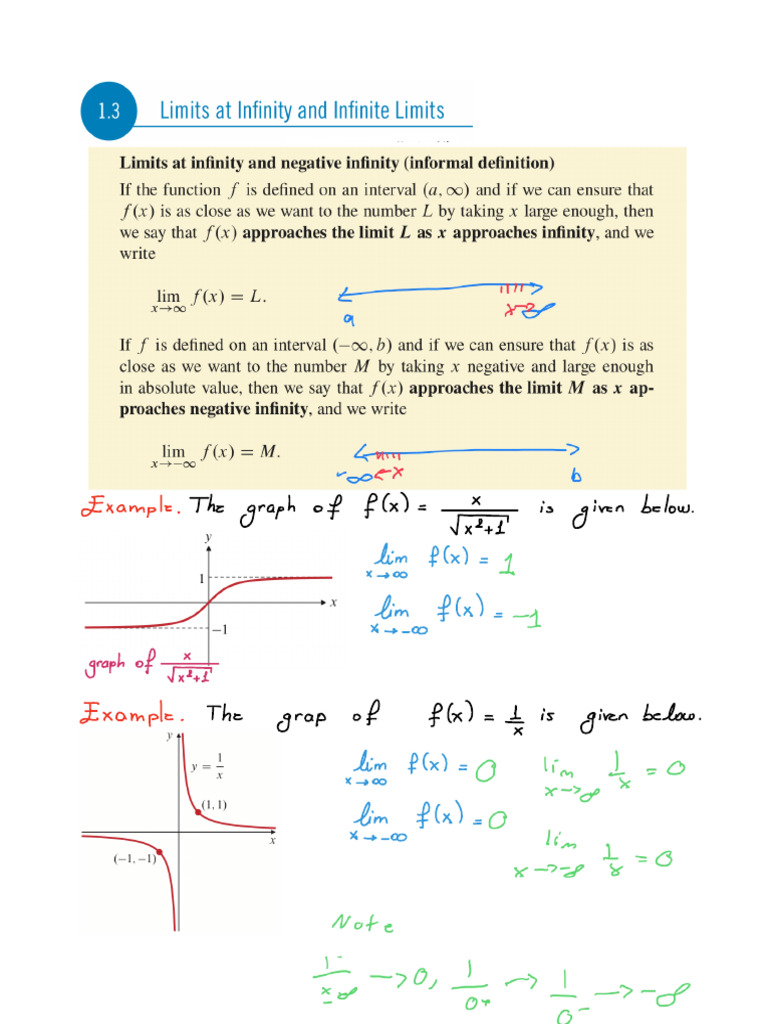 1.3 Limits at Infinity and Infinite Limits | PDF