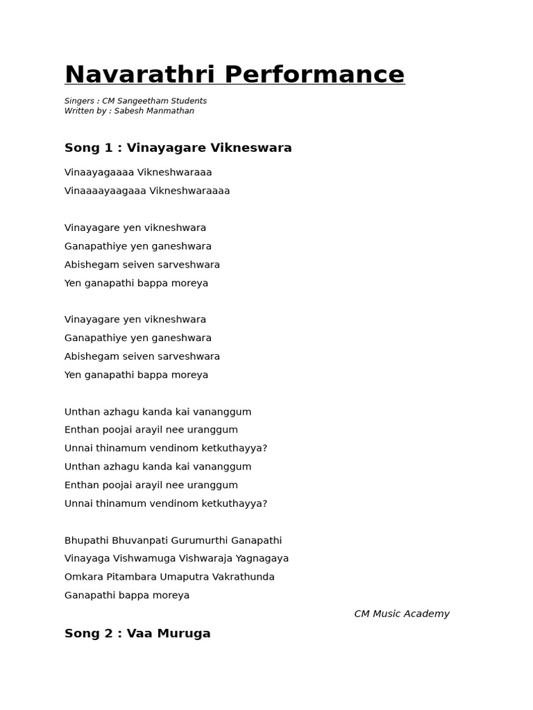 Navarathri Songs by CM Students | PDF | Hindu Tantra | Hindu Theology