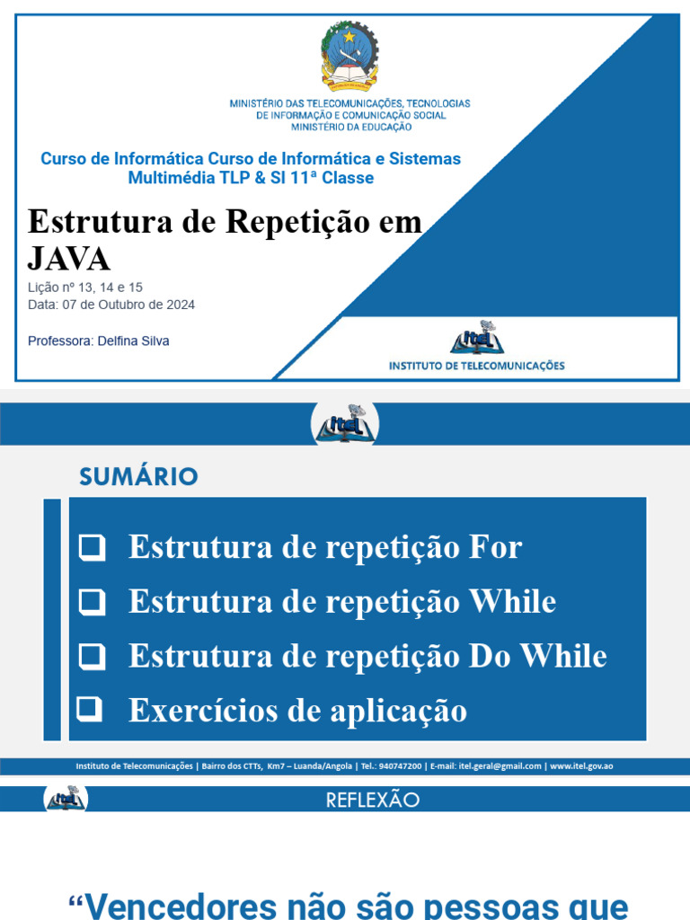 04 Estrutura de Repetição Em JAVA | PDF | Controle de fluxo | Angola