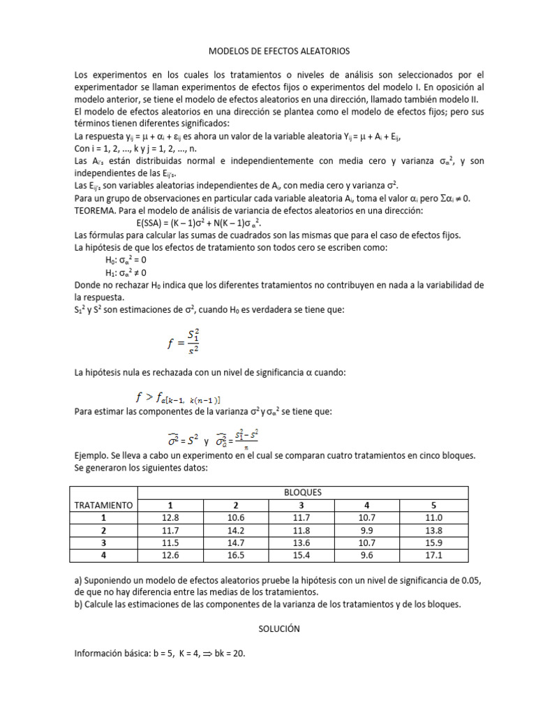 Modelos de Efectos Aleatorios | PDF | Diferencia | Análisis de los datos