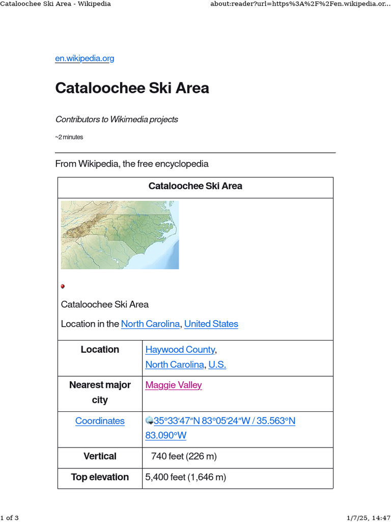 Cataloochee Ski Area | PDF | Wikipedia | Snow