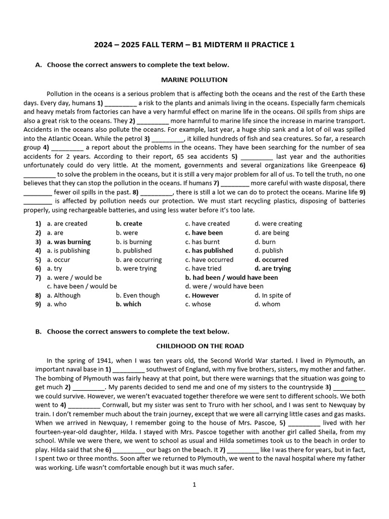 B1 Midterm 2 Practice Materials 1-2-3-4 TC | PDF | Cost Of Living | Joseph Conrad
