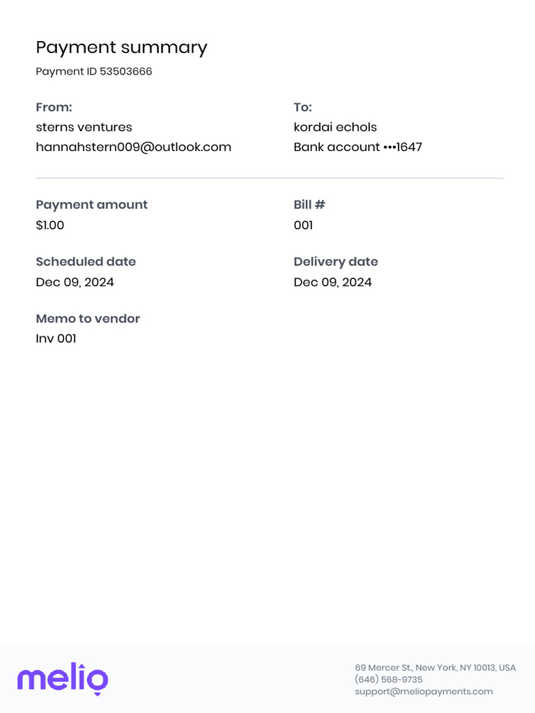 Meliopayments Invoice Summary | PDF