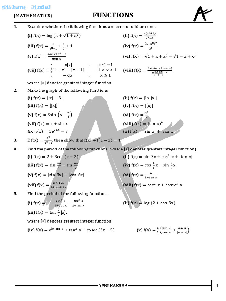 Special DPP - Functions NJ - 247 | PDF