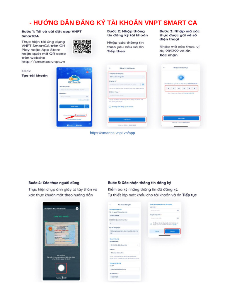 HƯỚNG DẪN ĐĂNG KÝ TÀI KHOẢN VNPT SMART CA | PDF