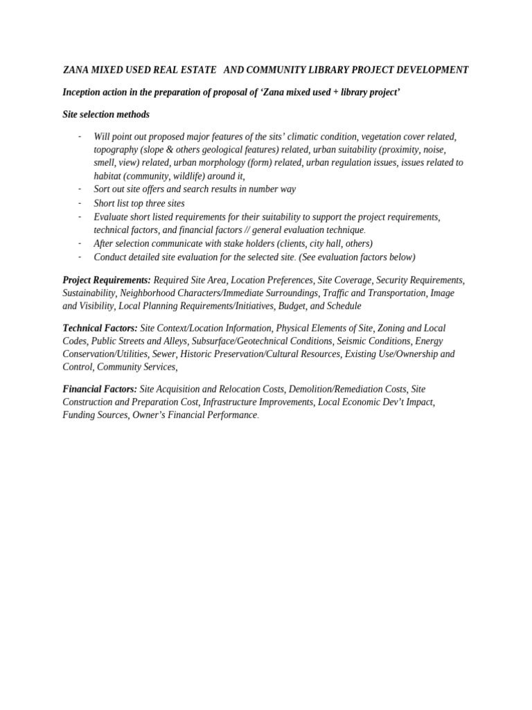 Zana Mixed-Use Real Estate Proposal | PDF | Lake | Zoning