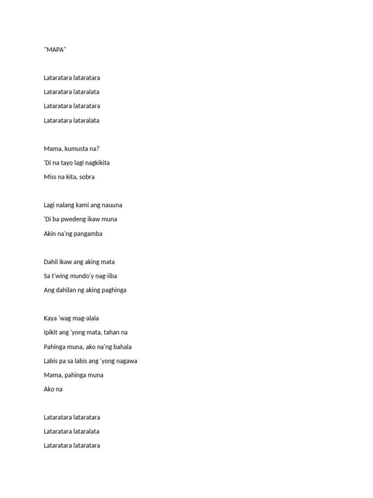 MAPA - Tribute To Parents SONG | PDF