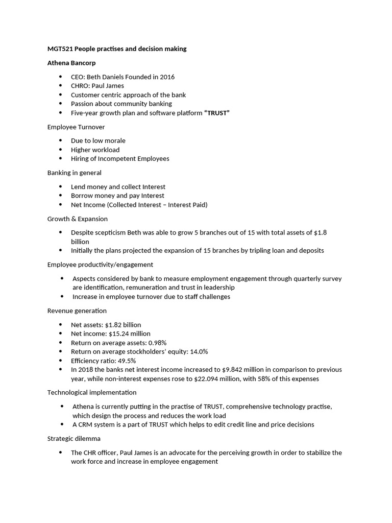 Athena Bancorp: Growth and Challenges | PDF