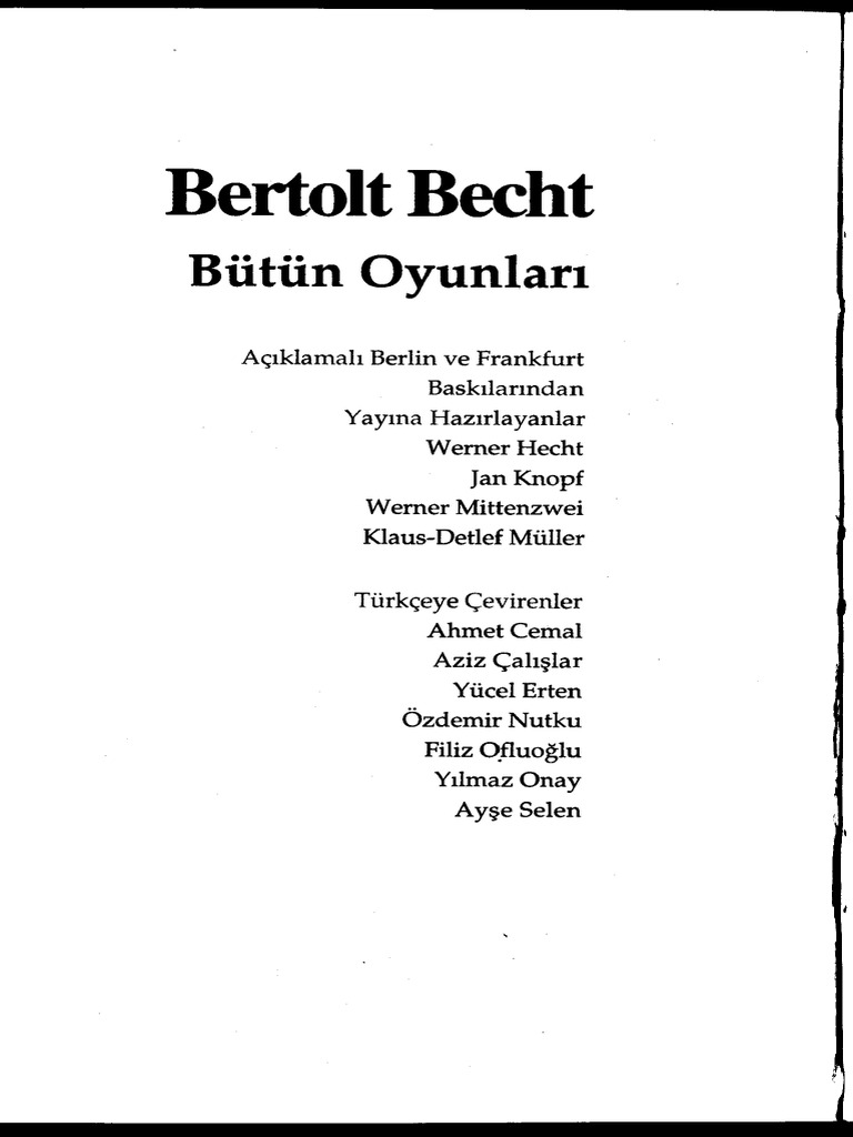 Bertolt Brecht - Bütün Oyunları Cilt 11 | PDF