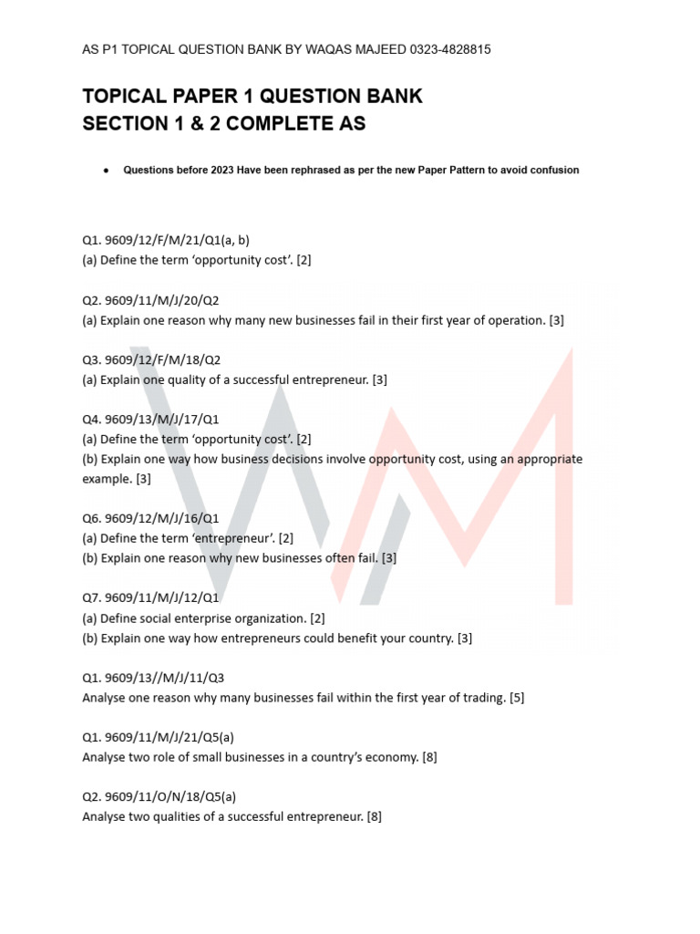Business Exam Question Bank 2023 | PDF | Human Resource Management ...