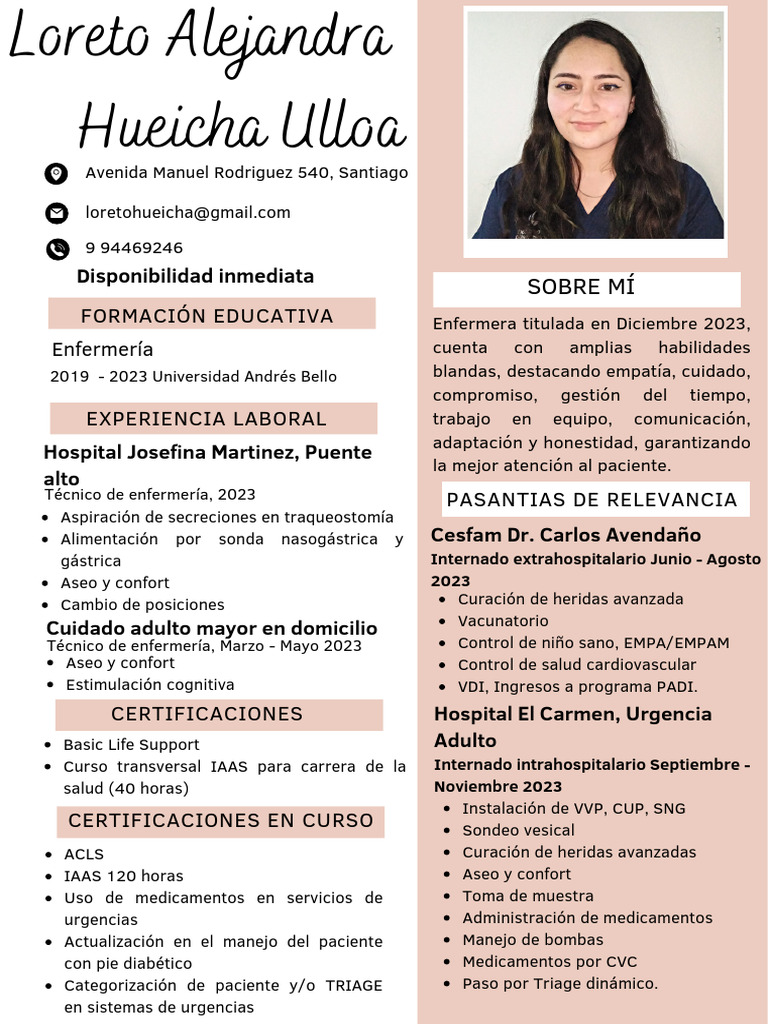 CV EU Loreto Hueicha Ulloa | PDF | Ciencias de la Salud | Especialidades Medicas