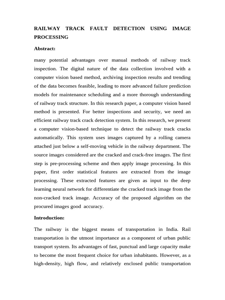 RAILWAY TRACK FAULT DETECTION USING IMAGE PROCESSI | PDF | Cluster ...