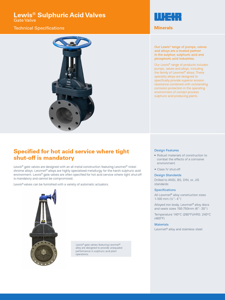 Lewis Gate Valves Spec Sheet | PDF | Valve | Alloy