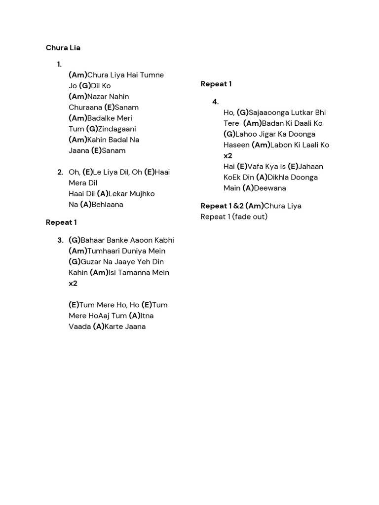 Chura Liya: Lyrics and Meaning | PDF