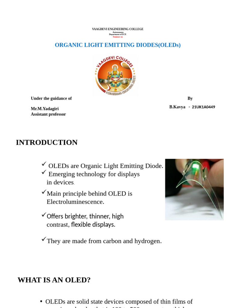 OLEDS -KAVYA-21uk1a0449 | PDF | Oled | Electronic Engineering