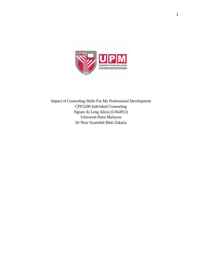 Impact of Counseling Skills For My Professional Development | PDF ...
