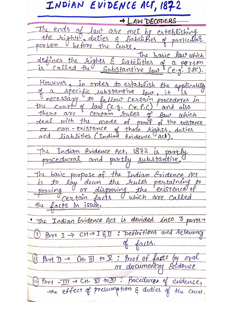 Evidence Act Notes - Law Decoders | PDF