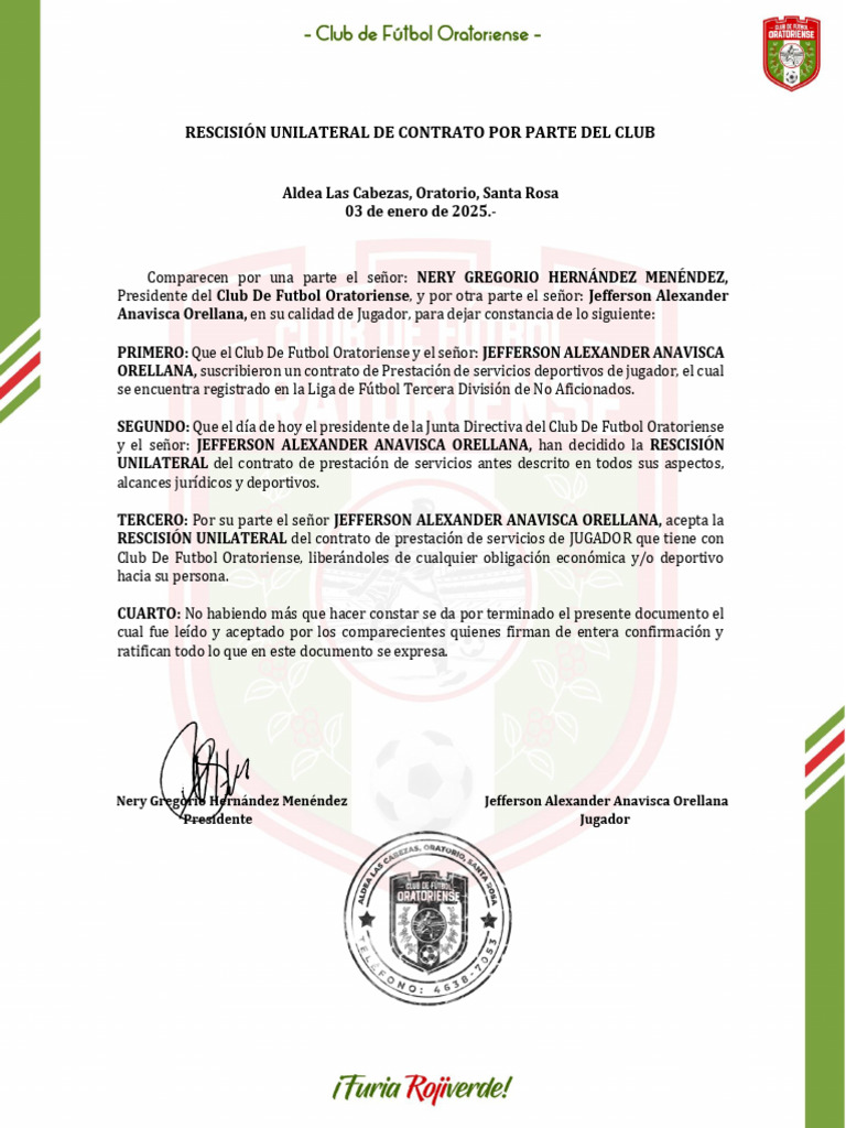Rescinsión de Contrato | PDF