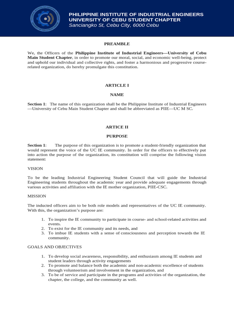 PIIE Constitution and by Laws | PDF | By Law | Supermajority