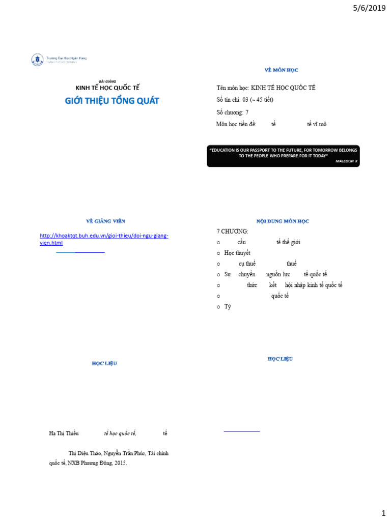 Lecture 1 - Gioi Thieu - SV 2019 | PDF