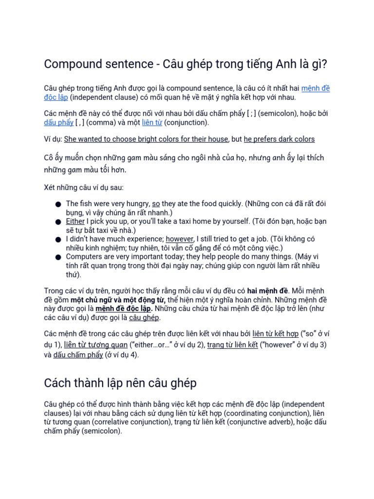 Compound Sentence | PDF