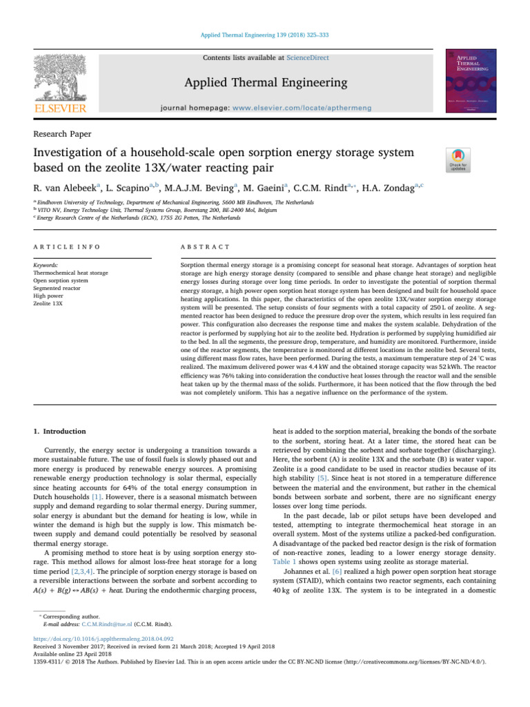 Investigation of A Household Scale Open Sorption Energy S 2018 Applied Therm | PDF | Adsorption ...