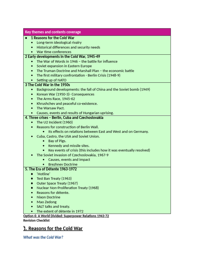 cold-war-1943-1972-revision-booklet (2) | PDF | Korean War | Cold War