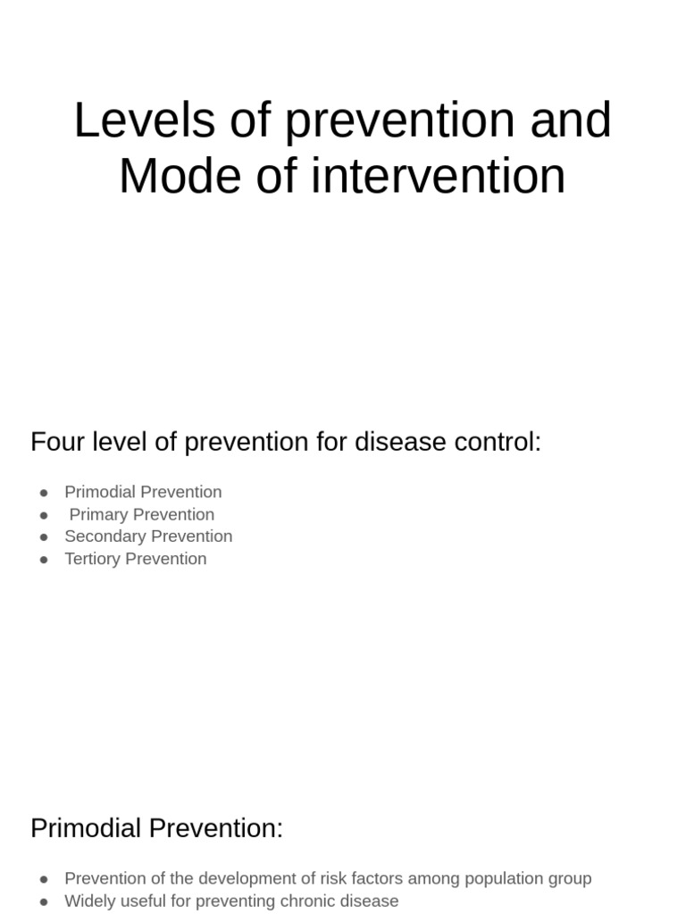 Four Levels of Disease Prevention Strategies | PDF | Preventive ...