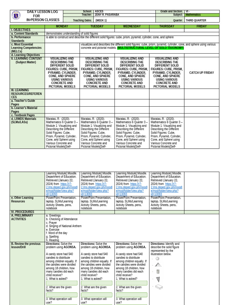 Q3_MATH_DLL_WEEK 1 | PDF | Length | Euclidean Geometry