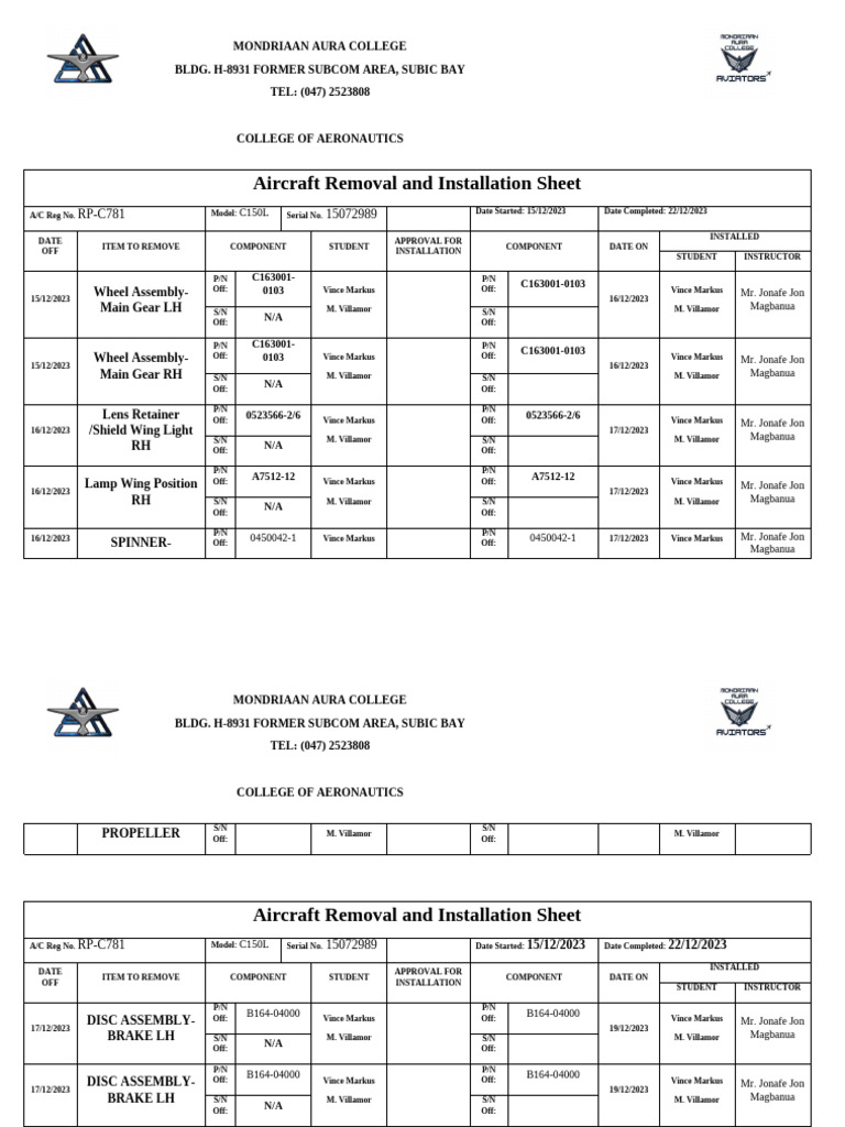 Aircraft Removal and Installation | PDF | Aircraft | Aviation