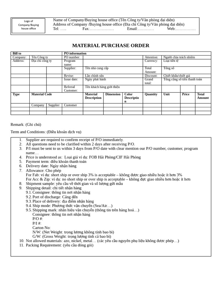 Mẫu PO | PDF
