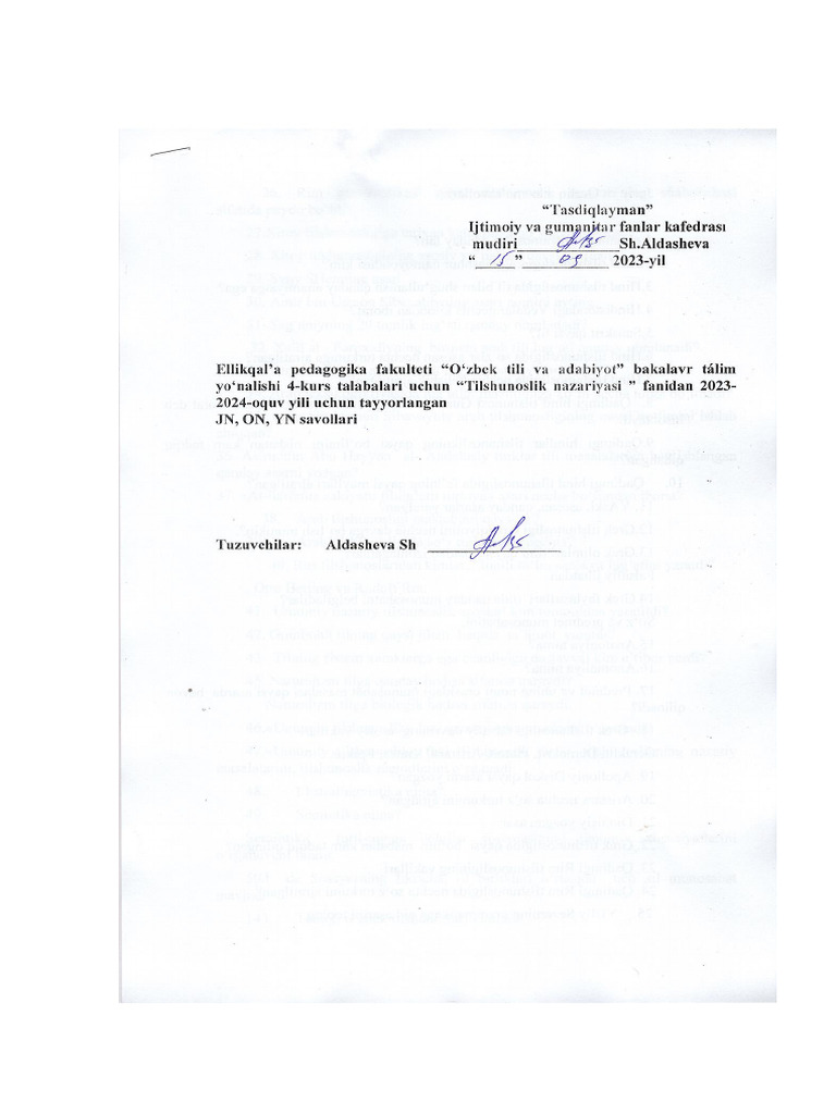 tilshunoslik-nazariyasi-yakuniy-nazorat-4-kurs | PDF