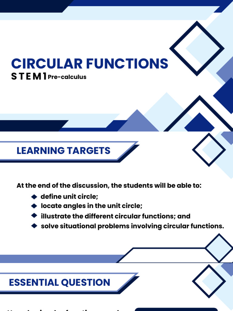 Finals Circular Functions Pdf Trigonometric Functions Trigonometry