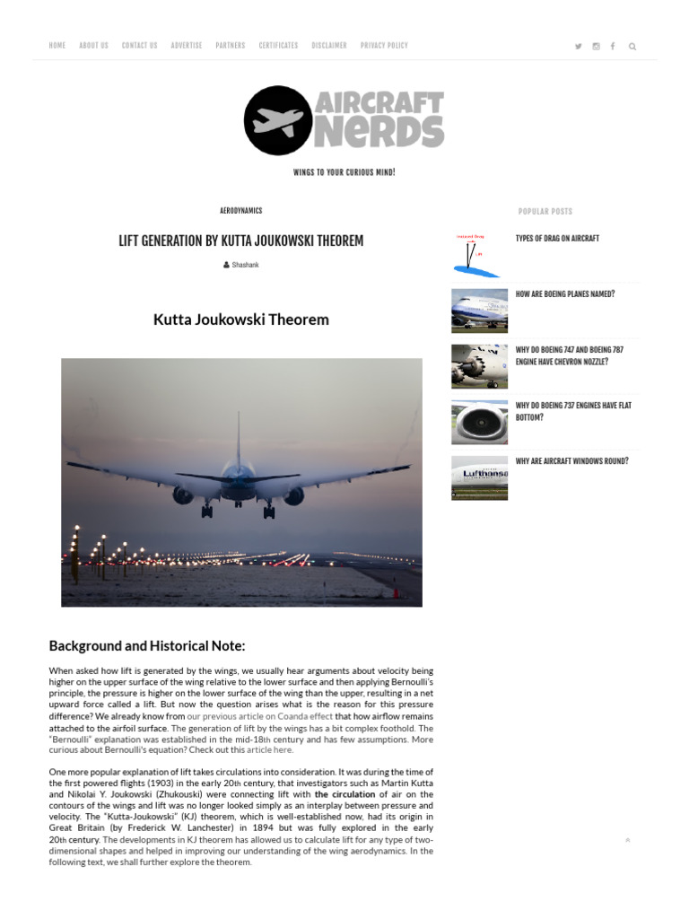 Lift Generation by Kutta Joukowski Theorem - Aircraft Nerds | PDF ...