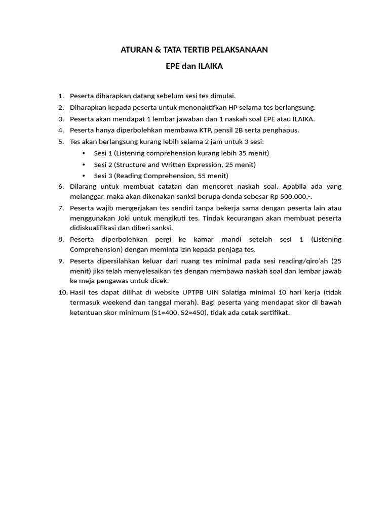 Aturan Epe (Peserta) | PDF