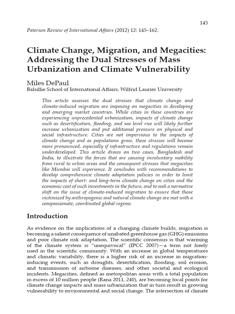 DePaul_Climate_Migration_and_Megacities | PDF | Climate Change | Human Migration